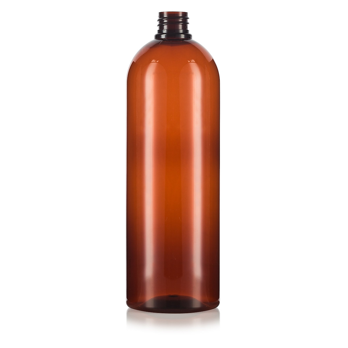 Amber 32 oz Large Boston Round PET Plastic Bottles (BPA Free) with White Heavy Duty Industrial Trigger Sprayer (4 pack)