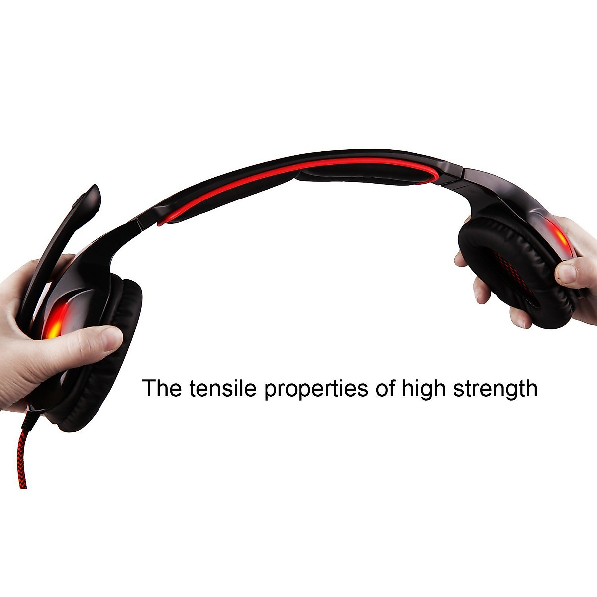 Sades SA902 7.1 Channel Virtual USB Surround Stereo Wired PC Gaming Headset Over Ear Headphones with Mic Revolution Volume Control Noise Canceling LED Light (Black/Red)