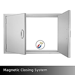 ROVSUN Outdoor Kitchen Access Door, 30.5" W x 21" H Double BBQ Door, 304 Stainless Steel for Outside Kitchen Commercial Grilling Station Barbeque Grill Oven Island Outside Storage Cabinet