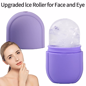Ice Roller Mold-Ice Roller for Face and Eye，Beauty Cube Brighten Skin &Enhance Natural Glow &Remove Fine Lines，Facial Beauty Ice Roller Skin Care Tools (Oval, purple)