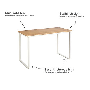 Safco Products Simple Design Table Desk with Sled Base, , Beech Top White Legs (1943BHWH)