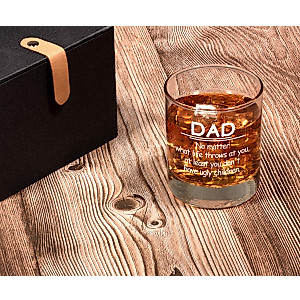 Triwol Funny Birthday Gifts for Dad from Daughter Son Kids, Dad No Matter What/Ugly Children Whiskey Glass Gift for Men Set, Novelty Father's Day Present Ideas for Father, Bourbon Scotch Glass Gift