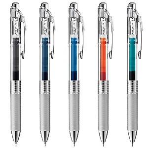 Pentel EnerGel Ink Ballpoint Pen, 0.02 inches (0.5 mm), 5 Colors
