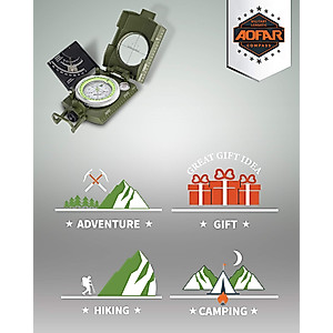AOFAR Military Compass AF-4074 Camo for Hiking,Lensatic Sighting Waterproof,Durable,Inclinometer for Camping,Boy Scount,Geology Activities Boating