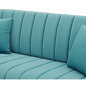 Loveseat Modern 2 Seater Sofa Comfortable Australian Cashmere Fabric Sofa with Two Throw Pillows Blue (Blue)