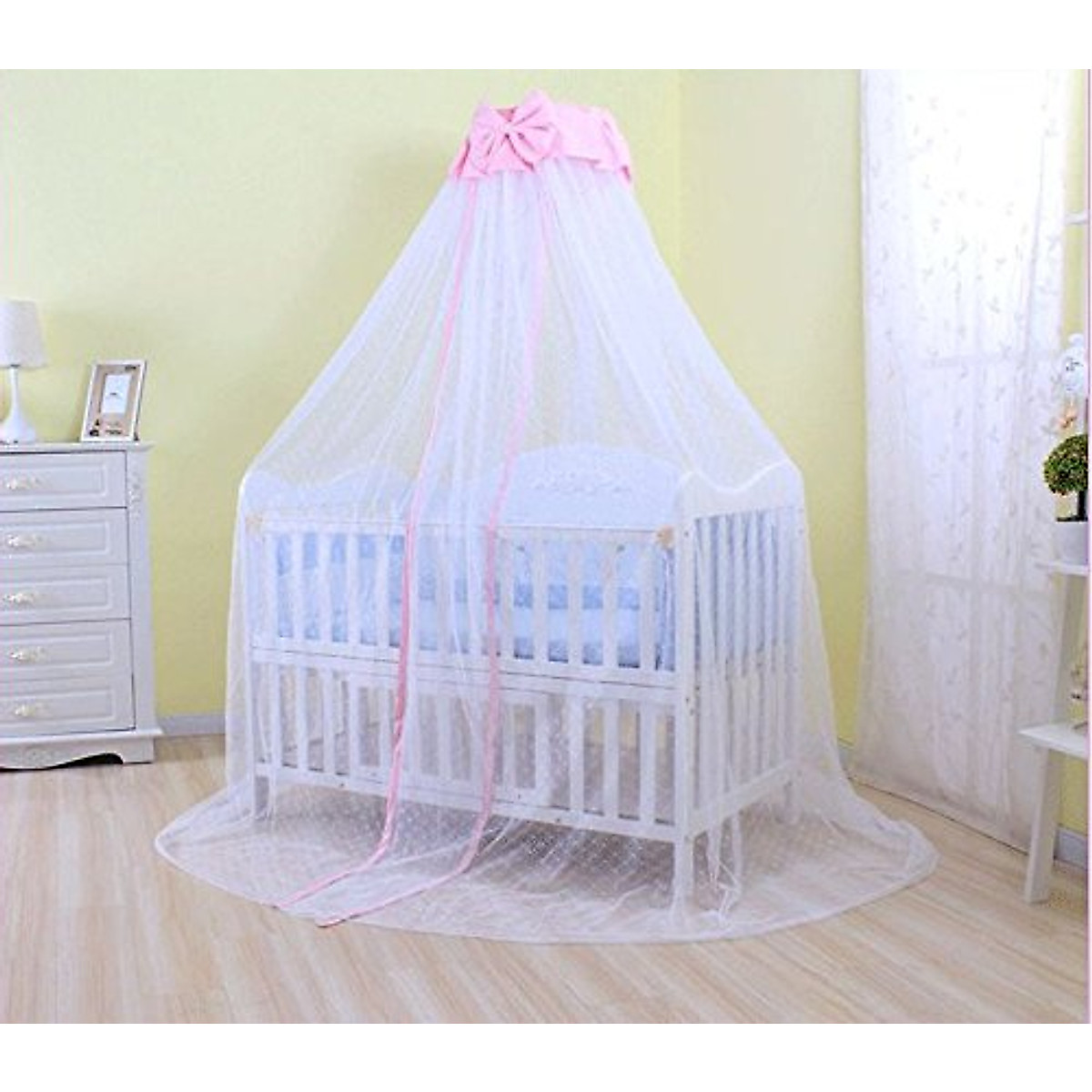 JOYLIFE Baby Net Baby Toddler Bed Crib Dome Canopy Netting (Pink)