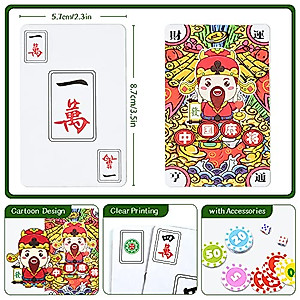 Sishynio Mahjong Cards Set, Mah-Jongg Playing Cards with 2 Dices & Chips, 2023 Handheld Mahjongg Game, Classical Chinese Table Game, Portable Poker Cards Set for Leisure Time Party Traveling Gifts