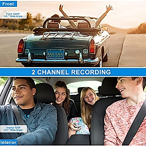 Dash Cam Front and Inside 1080P Dual Dash Camera for Cars 3 Inch Full HD 110° Wide Angle Car Dashboard Camera w/Infrared Night Vision, G-Sensor, Parking Monitor, Loop Recording, Motion Detection