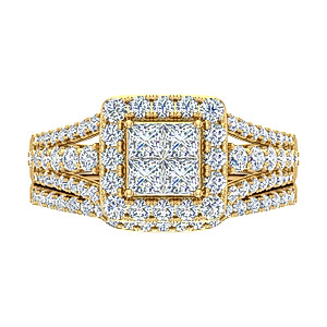 FINEROCK 1 1/2 Carat Diamond Engagement Ring Band in 14K Yellow Gold (Ring Size 5.75)