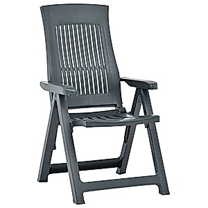 vidaXL 2X Patio Reclining Chair Garden Outdoor Balcony Terrace Lounge Dining Dinner Folding Foldable Seating Bistro Chairs Plastic Green