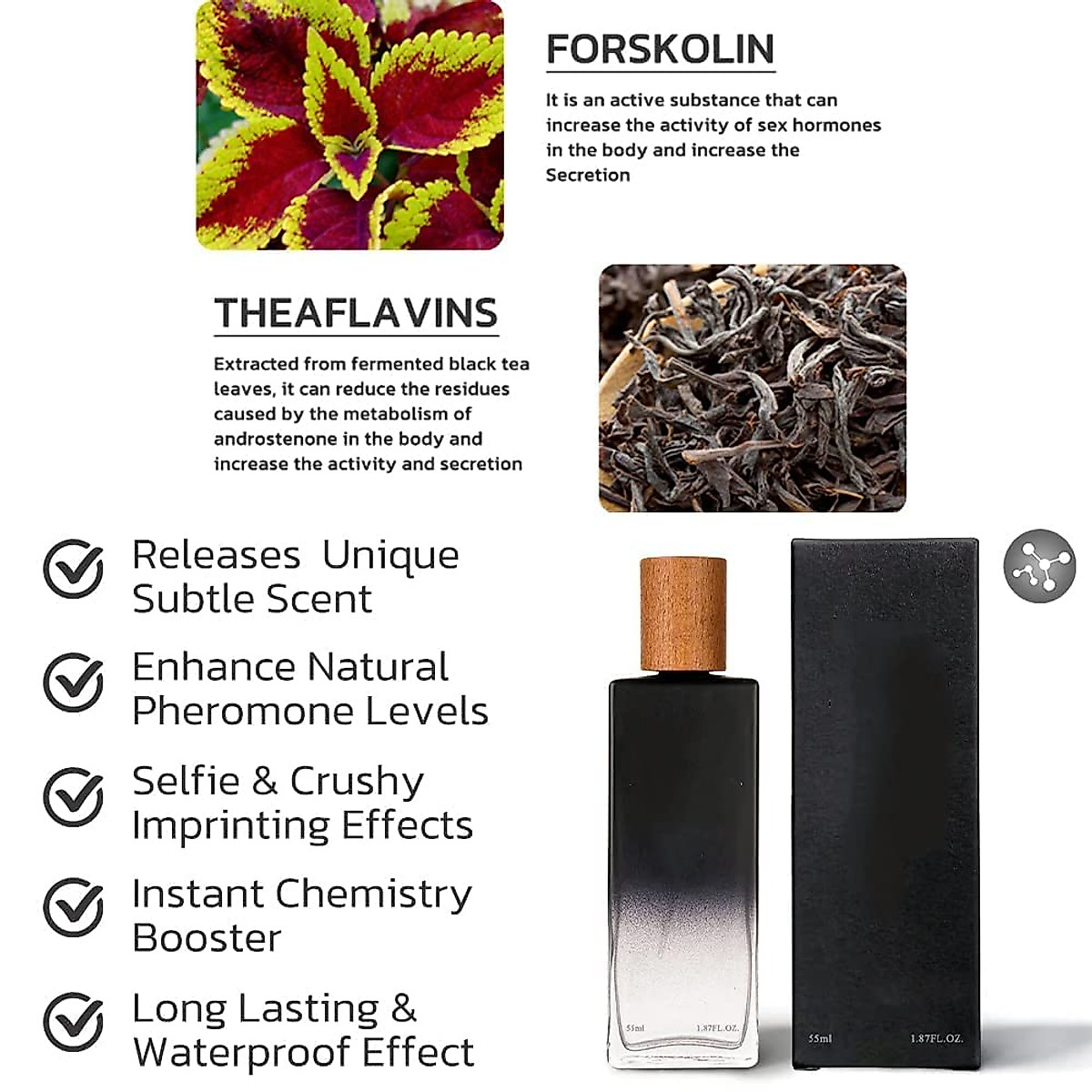 L'OUIS Feromone Sensfeel Natural Body Mist, Feromone Sensfeel Natural Body Mist, L'OUIS Feromone Mist, Pheromone Cologne for Men Attract Women, Pheromone Cologne for Men (1 Pcs Black Perfume)