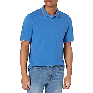 Amazon Essentials Men's Regular-Fit Cotton Pique Polo Shirt (Available in Big & Tall), Blue Red White Stripe, X-Large