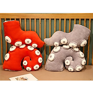 CZQAGCL Cute Octopus Pillow Funny Octopus Pillow Soft Sofa Bed Pillow Funny Bedroom Decoration Office Pillow (17.7in * 13.7in, Red)