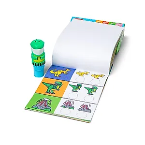 Melissa & Doug Sticker Wow!™ 24-Page Activity Pad and Sticker Stamper, 300 Stickers, Arts and Crafts Fidget Toy Collectible Character – Dinosaur Creative Play Travel Toy for Girls and Boys 3+,