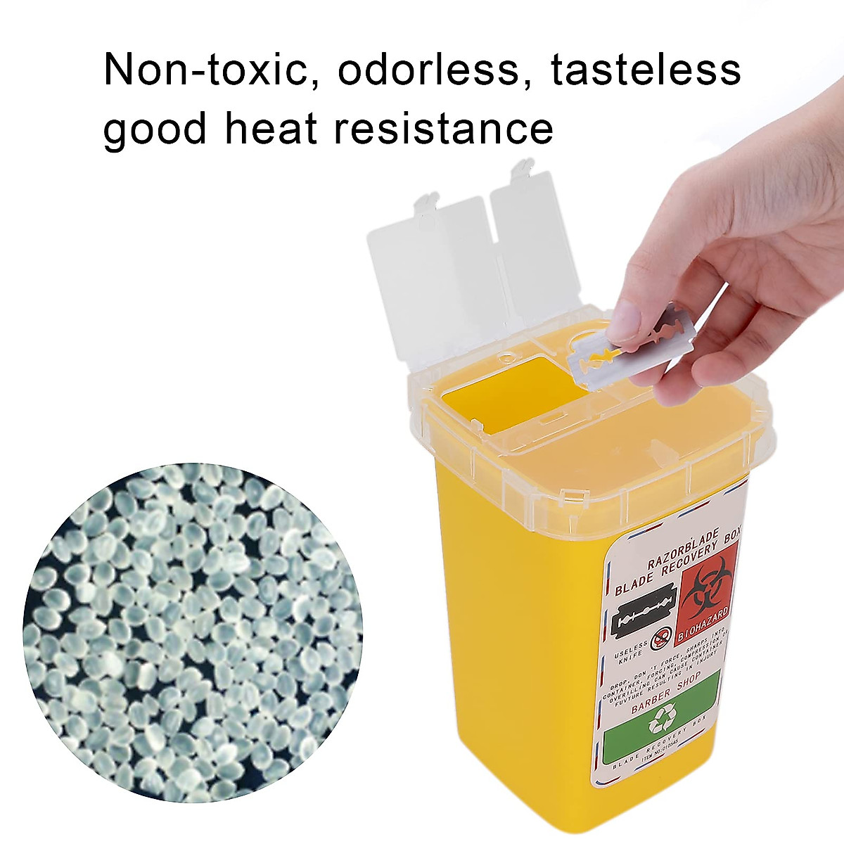 Sharps Disposal Container, Disposal Blade Container Barbershop Hair Salon Shaving Knife Blade Disposal Collect Box(yellow)