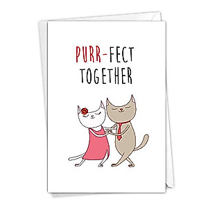 The Best Card Company - Anniversary Greeting Card with Envelope - Loving Stationery for Spouse - Cat Got Your Tongue C7183IANG