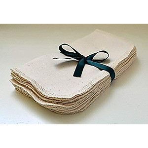 1 Ply Organic Flannel Washable Baby Wipes 8 x 8 Inches 10 Pack Sewn with Matching Cotton Thread