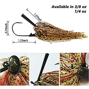 Bass Football Jigs Set-6pcs Weedless Jig Swim Jigs for Bass Fishing Jig Head Silicone Skirts Weedguard System Fishing Lure Kit 1/4oz