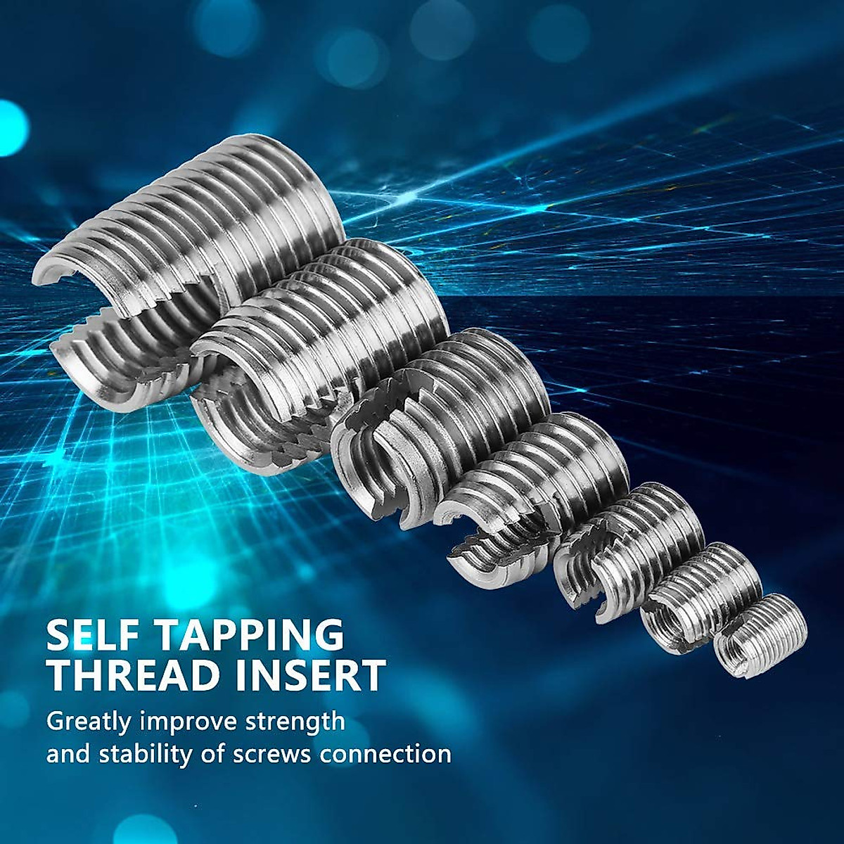 50Pcs Stainless Steel Inner Thread Self Tapping Thread Inserts Set Thread Reinforce Repair Tool M3- with a Storage Case