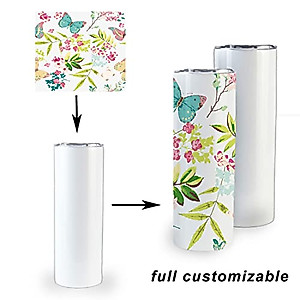 JKGTKC 25pack 20oz sublimation straight tumbler bluk double wall stainless steel vacuum cup with metal straw and silding lid for wholesale banks for DIY gift （white）