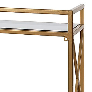 Kate and Laurel Blex Glam 2-Tier Metal and Glass Wall Shelf, 18 x 8 x 15, Gold, Chic Floating Shelf for Wall Display and Storage