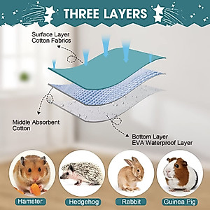 Reusable Pee Pads for Guinea Pigs Set of 6 - Washable Guinea Pig Cage Liners - Pet Mat for Small Animal Cage - Small Animal Bedding for Hamster Bunny Puppy Kitten