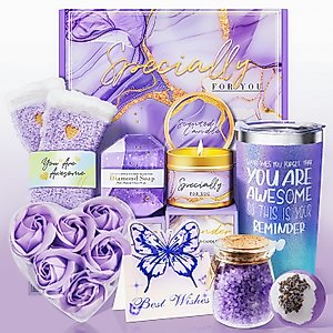 Gifts for Women, Birthday Gifts for Women, Happy Birthday Gifts Basket for Women,Lavender Relaxing Spa Gifts Basket for Best Friends Female Women Sister Mom Wife Her Girlfriend Coworker Hanukkah