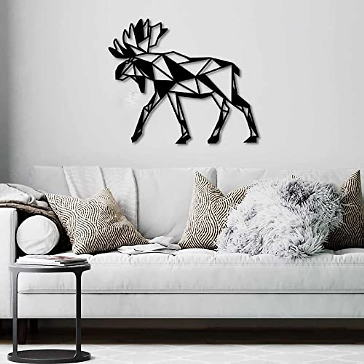 Geometric Deer Metal Wall Art, Metal Wall Sculptures, Metal Hanging Artwork Signs, 3D Wall Silhouette Metal Wall Decor, for Home Office Decoration Sculpture