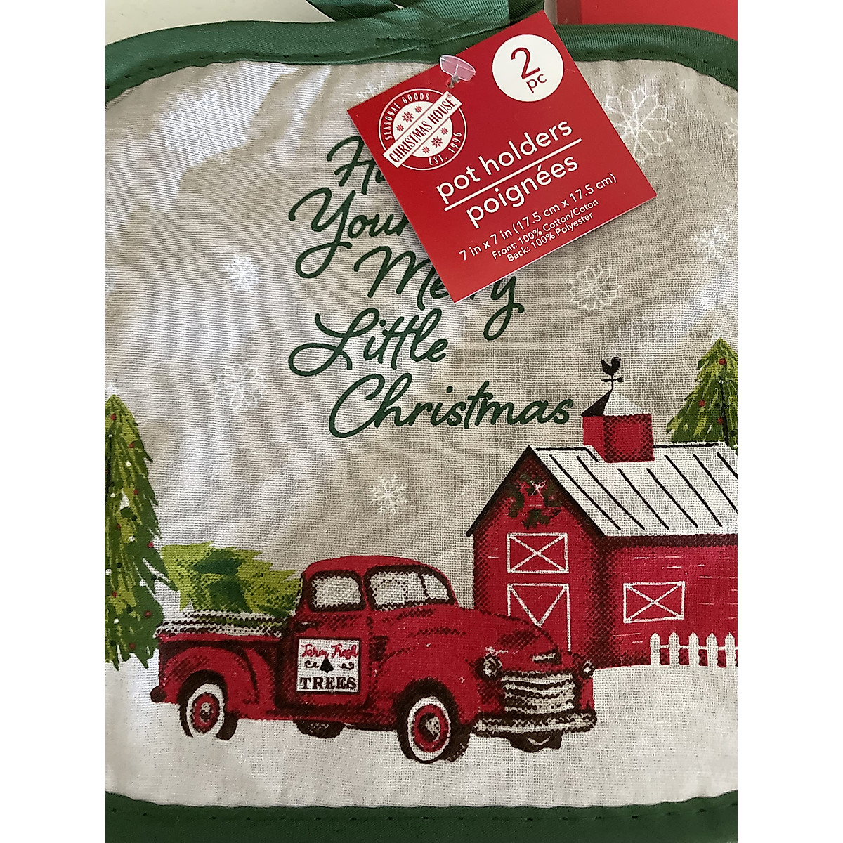 Christmas Time Have Yourself A Merry Little Christmas 4 Piece Kitchen Set: 1 Dish Drying Mat, 2 Potholders, 1 Oven Mitt