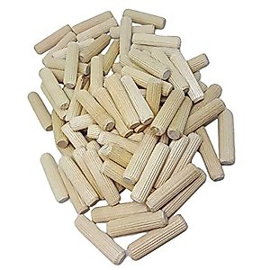 100 Pack 3/8" x 2" Wooden Dowel Pins Wood Kiln Dried Fluted and Beveled, Made of Hardwood