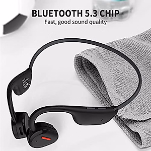 Open-Ear air Conduction Headphones, RockShine Wireless air Conduction Sports Headphones, Bluetooth 5.3 Lightweight sweatproof Sports Headphones, Suitable for Running, Cycling, (Black)