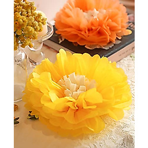 Fonder Mols Yellow Orange Gold Tissue Paper Flowers Tissue Pom Poms Blooms for Little Cutie Baby Shower, Nursery Decor, Fall Birthday Party Decorations(Set of 21)