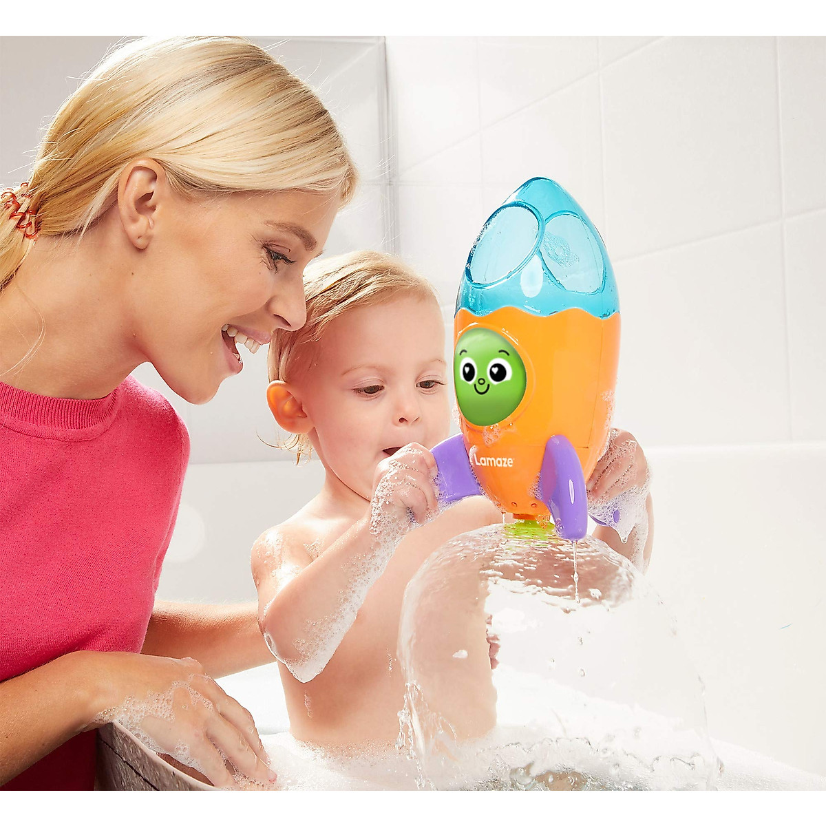 LAMAZE Blast Off Water Rocket Space Ship Toddler Sensory Bath Tub and Swimming Pool Toy, Multi