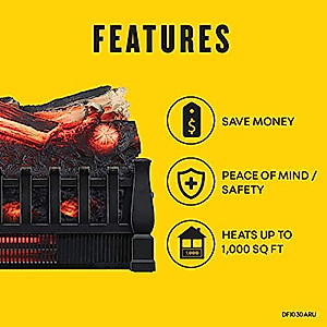 Duraflame DFI030ARU Infrared Quartz Set Heater with Realistic Ember Bed and Logs, Black