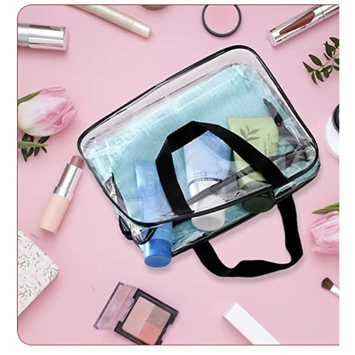 5-Star Compatible Inkjet Cartridge 3 Pc Premium TSA Approved Toiletry Bag Travel Set, Clear Cosmetic Bags with 3 Toiletry Bottles