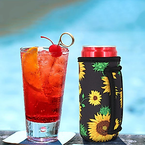 3 Pack Reusable Neoprene Insulated Can Sleeve with Handle for Soda, Energy drink, Pop, Beer, Hard Seltzer, Can Coosies For 12oz & 16oz Can, 12oz Slim can (American Flag(3Pack))