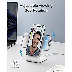 Meifigno Magnetic Wireless Charger for iPhone 15/14/13/12 Series, Fast Charging with PD3.0 20W USB-C Adapter & Charging Cable MagSafe Charger Stand for iPhone 15 14 13 12 Pro Max Plus Mini, White