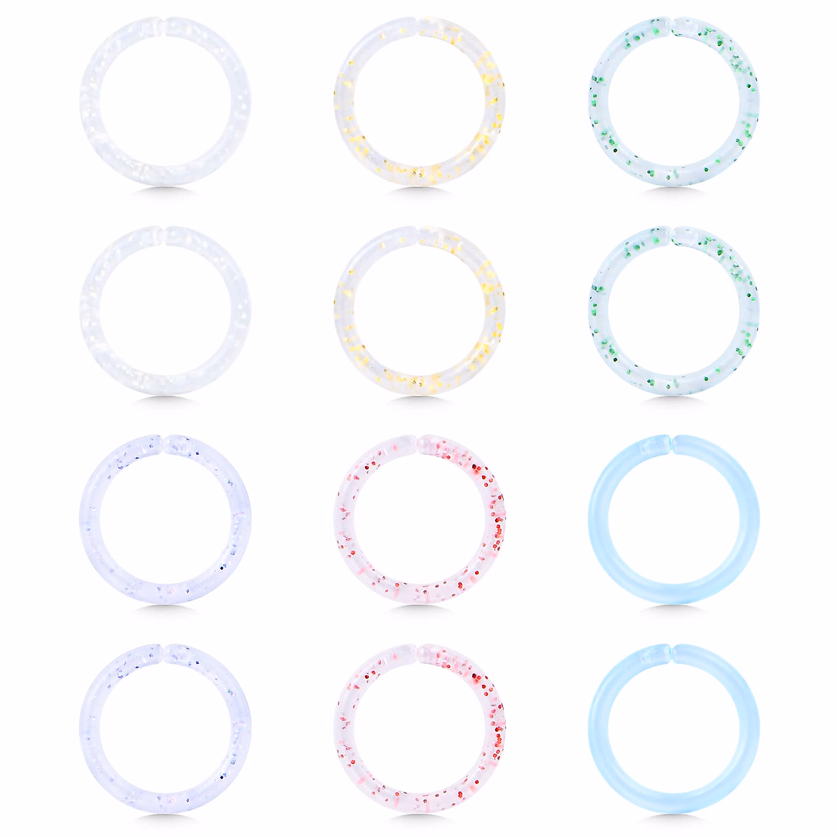 D.Bella 16g Plastic Septum Rings Nose Hoop Rings Retainer for Work Surgery Bioflex Cartilage Tragus Helix Lobe Earrings Flexible Lip Piercing Retainer Clicker Rings Retainer 8mm