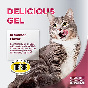 GNC Pets Ultra Hairball Control Gel/Paste Petroleum-Free, Cats, Salmon Flavor, 3.5-oz Tube| Hairball Supplement Gel for Cats | Daily Supplement for Hairball Control