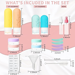 18pack Travel Bottles for Toiletries,TSA Approved Silicone Travel Containers jar for Toiletries,Leak Proof Refillable Liqus Shampoo And Conditioner Travel Essentials toiletry Bottles