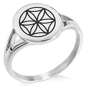 Tioneer Stainless Steel Aphrodite Greek Goddess of Love Symbol Minimalist Oval Top Polished Statement Ring, Size 10