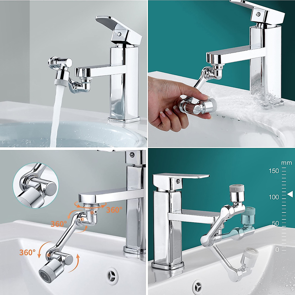 Faucet Extender for Kitchen Sink Universal,Faucet Extender for Bathroom Sink Brass,Splash Filter Faucet Extender,2 Water Outlet Modes,for washbasins