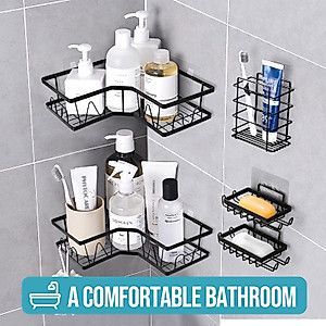 Gocvo Shower Caddy, 5 Pack Triangle Shower Shelves Bathroom Organizer No Drilling Adhesive Shower Wall Shelves Rustproof Stainless Steel Storage Shower Rack