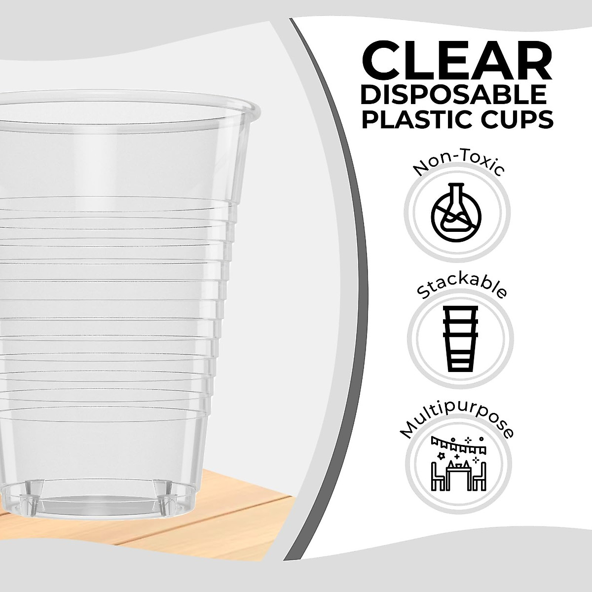 Exquisite Catergoods 700 Count Bulk Pack - 7 oz Clear Plastic Cups - Transparent Plastic Disposable Cups Multi Use Cold Beverage Plastic Clear Cups for Home ~ Office ~ Parties And More