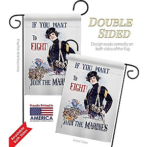 USBrotherhood Join Garden Flag 2pcs Pack Armed Forces Marine Corps USMC Semper Fi United State American Military Veteran Retire House Banner Small Yard Gift Double-Sided, Made in USA