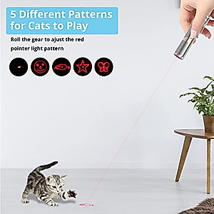 EAWONGEE Cat Interactive Toys for Indoor Cats Dogs, Multi-Mode Pet Kitten Red Light Pen Toys, USB Rechargeable Cat Mouse Toys Wand Light for Outdoor Cat Playing Training Chasing