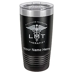 LaserGram 20oz Vacuum Insulated Tumbler Mug, LMT Licensed Massage Therapist, Personalized Engraving Included (Black)