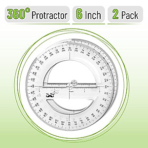 Mr. Pen- Protractor, Pack of 2, Protactor 360 Degree, Protractor Set, Protractor Ruler, Drafting Tools, Circle Protractor, Protractors Classroom Set, Large Protractor, Math Geometry Set