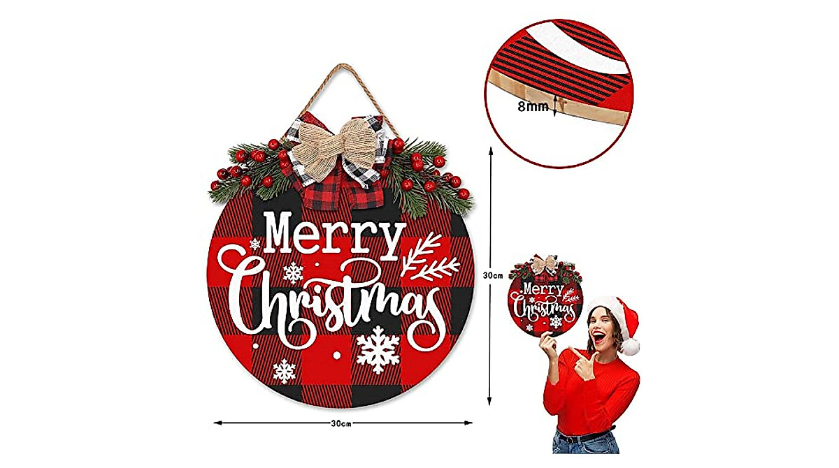 Hooshing Red Buffalo Plaid Christmas Sign - Perfect Holiday Decor