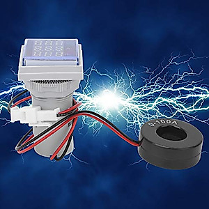 AC Current Voltage Tester with 3-Digit LED Display Multifunction Voltmeter Ammeter Square Frequency Meter Multimeter Panel (White)